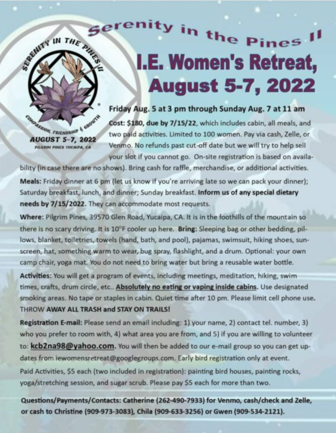 Announcements – Events – West End Area of Narcotics Anonymous